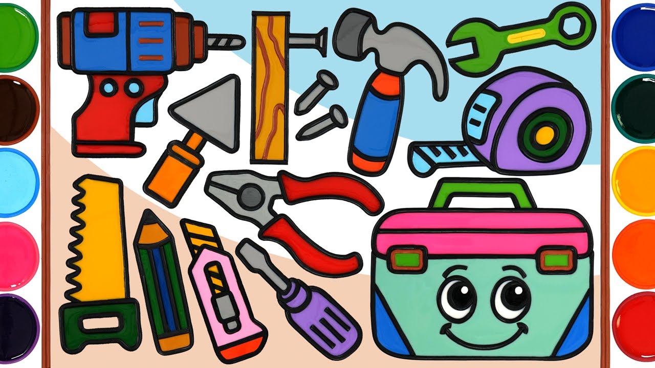 Tools, hammer Jelly Coloring & Painting for Kids | Perkakas Mewarnai ...