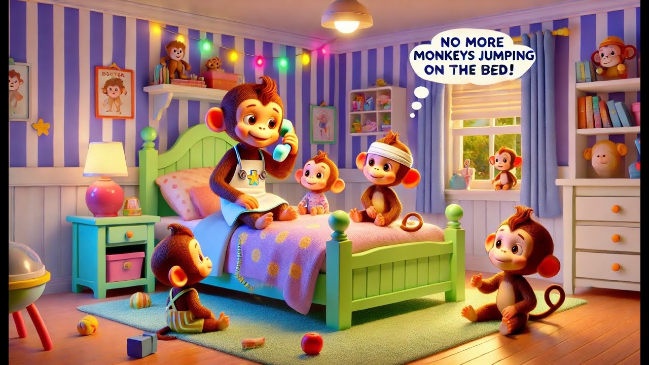 Kid | sesame street animals | nursery rhyme | five little monkeys song ...