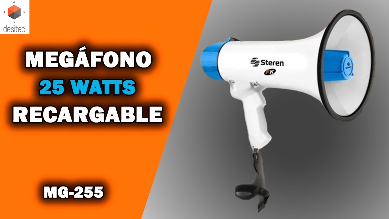 Megáfono Steren MG-255 de 25W con grabadora y batería recargable - YouTube