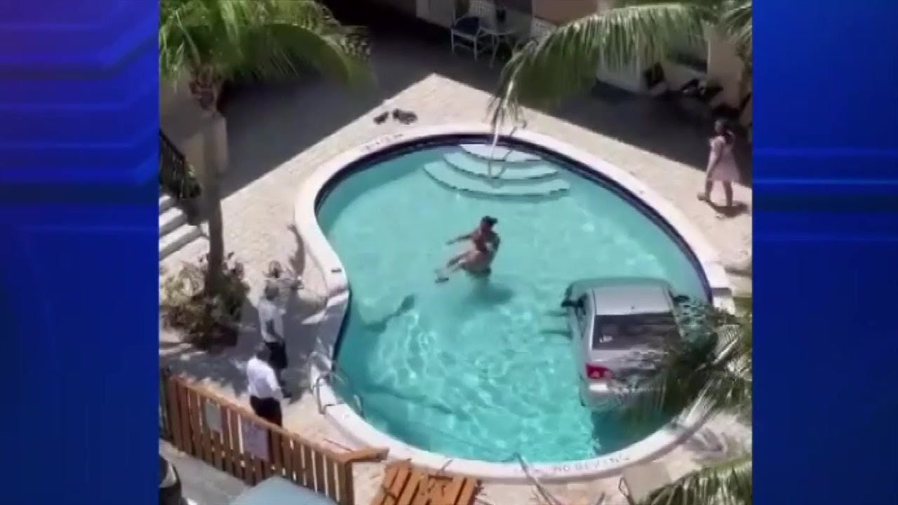 Woman uninjured after driving car into swimming pool in Fort Lauderdale ...