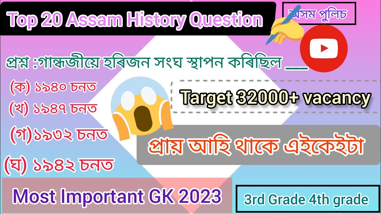 Most Important GK || assam History || Assamese GK 2023 || Assam ...