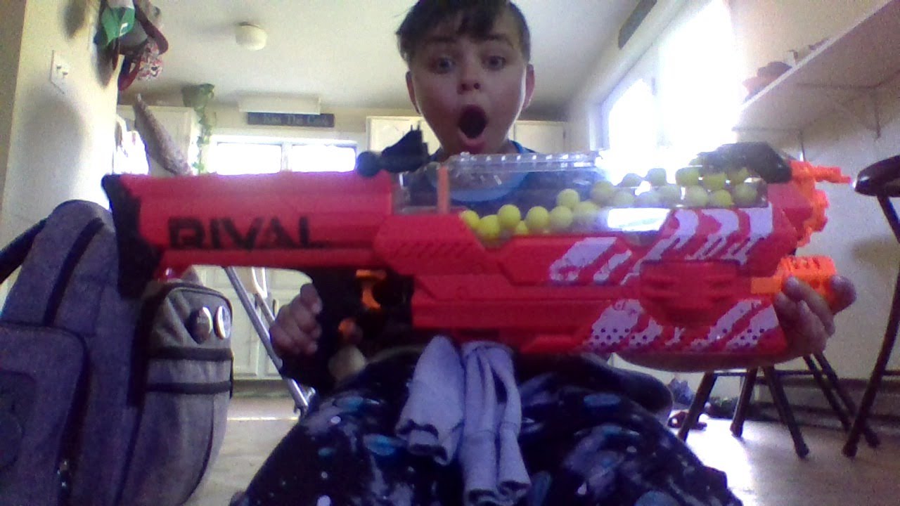 shoing new red RIVAL NERF gun - YouTube