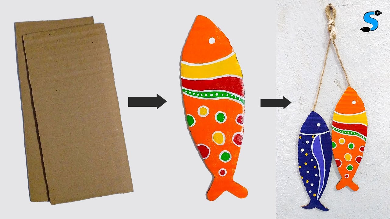 How To Make Colourful Fish With Cardboard For Wall Decor || Easy Craft ...