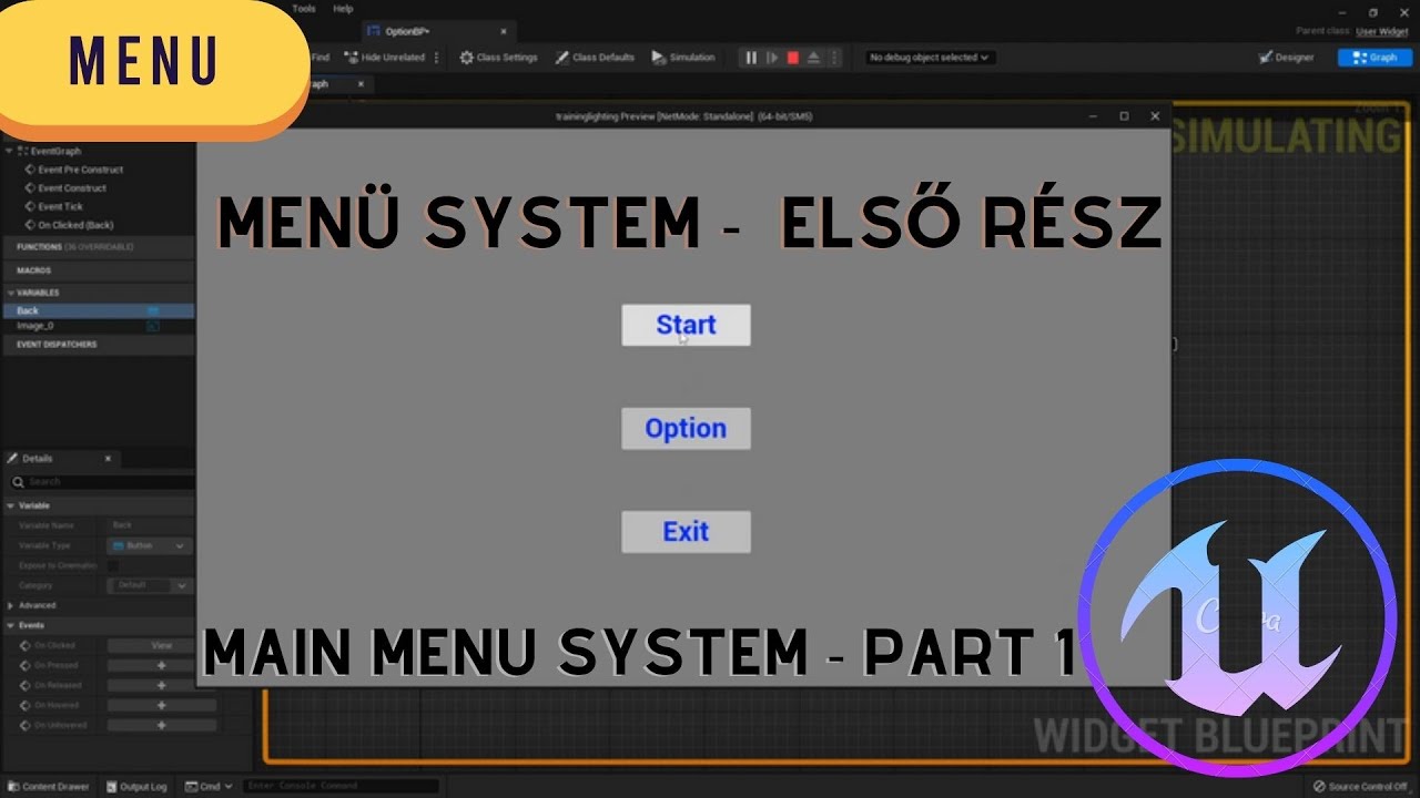 Ue5 Tutorial S01e13 Menü System Első Rész Main Menu System Part 1 Ue5 Ue5tutorial Ue4