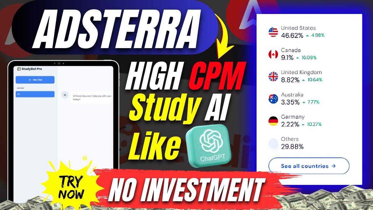 Adsterra Direct Link Earning || Adsterra earning tricks || Create Free Study Bot Ai WebSite ...