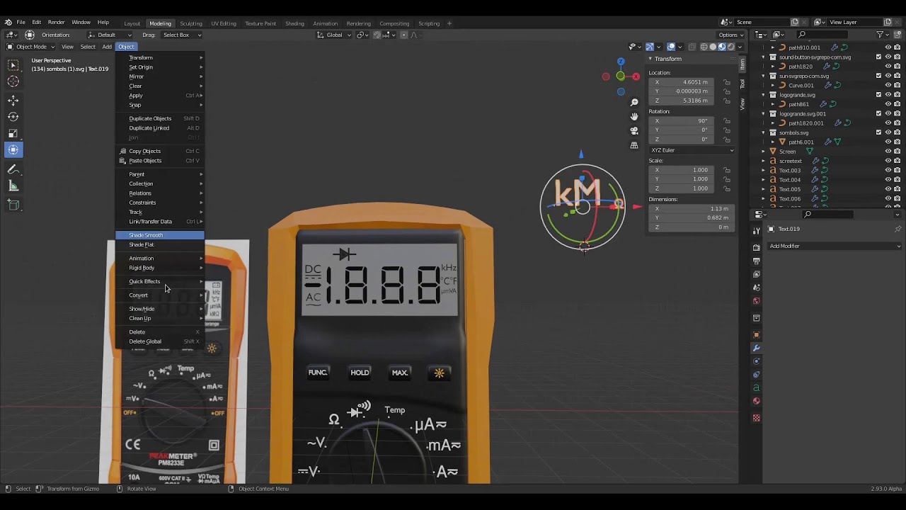Building multimeter display in blender timelapse - YouTube