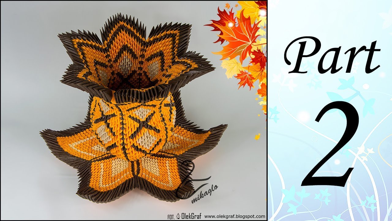 3d origami Lotus vase tutorial - part 2 / Waza Lotos origami 3d kurs ...