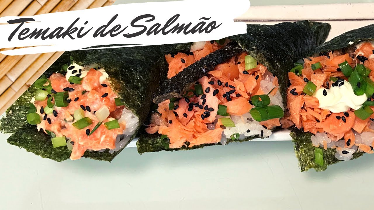 Temaki de Salmão com Cream Cheese (Temaki Filadélfia) e Temaki Skin ...