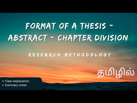 FORMAT OF A THESIS - ABSTRACT - CHAPTER DIVISION. research methodology ...