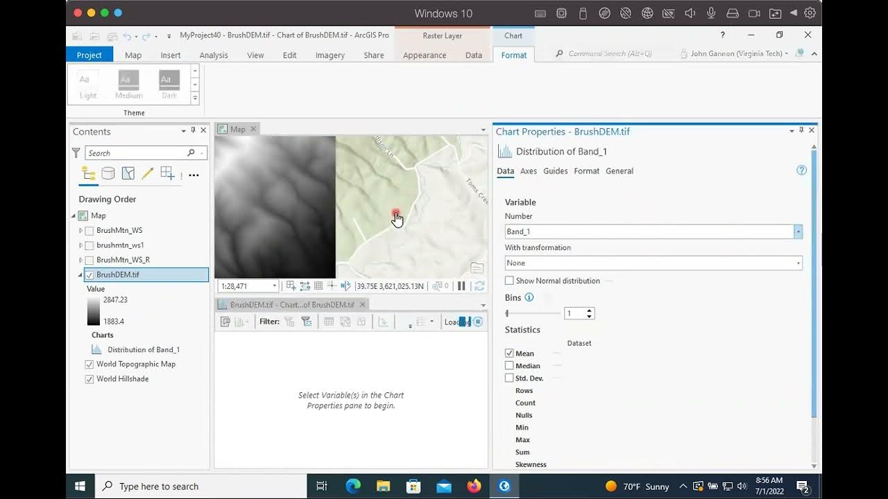 arcgis pro make a histogram of raster values - YouTube