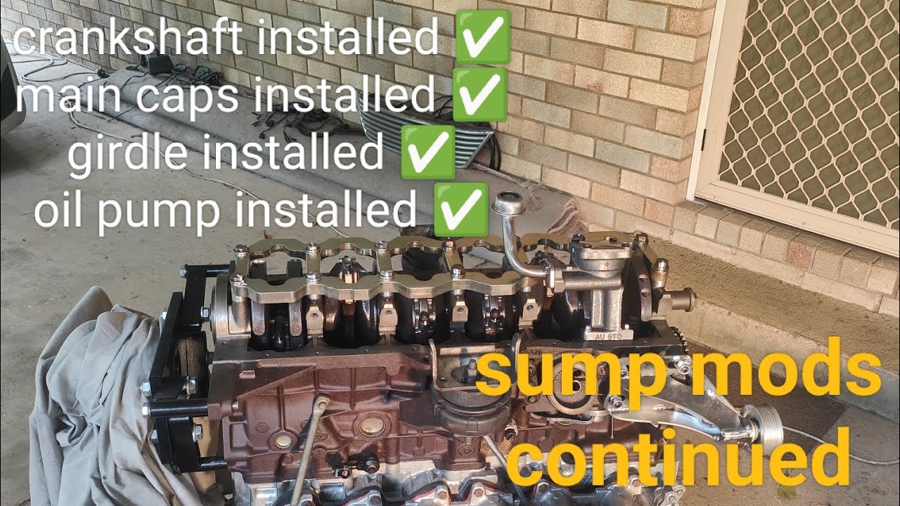Finally installed crankshaft and Girdle, sump mod continued | Ford AU ...
