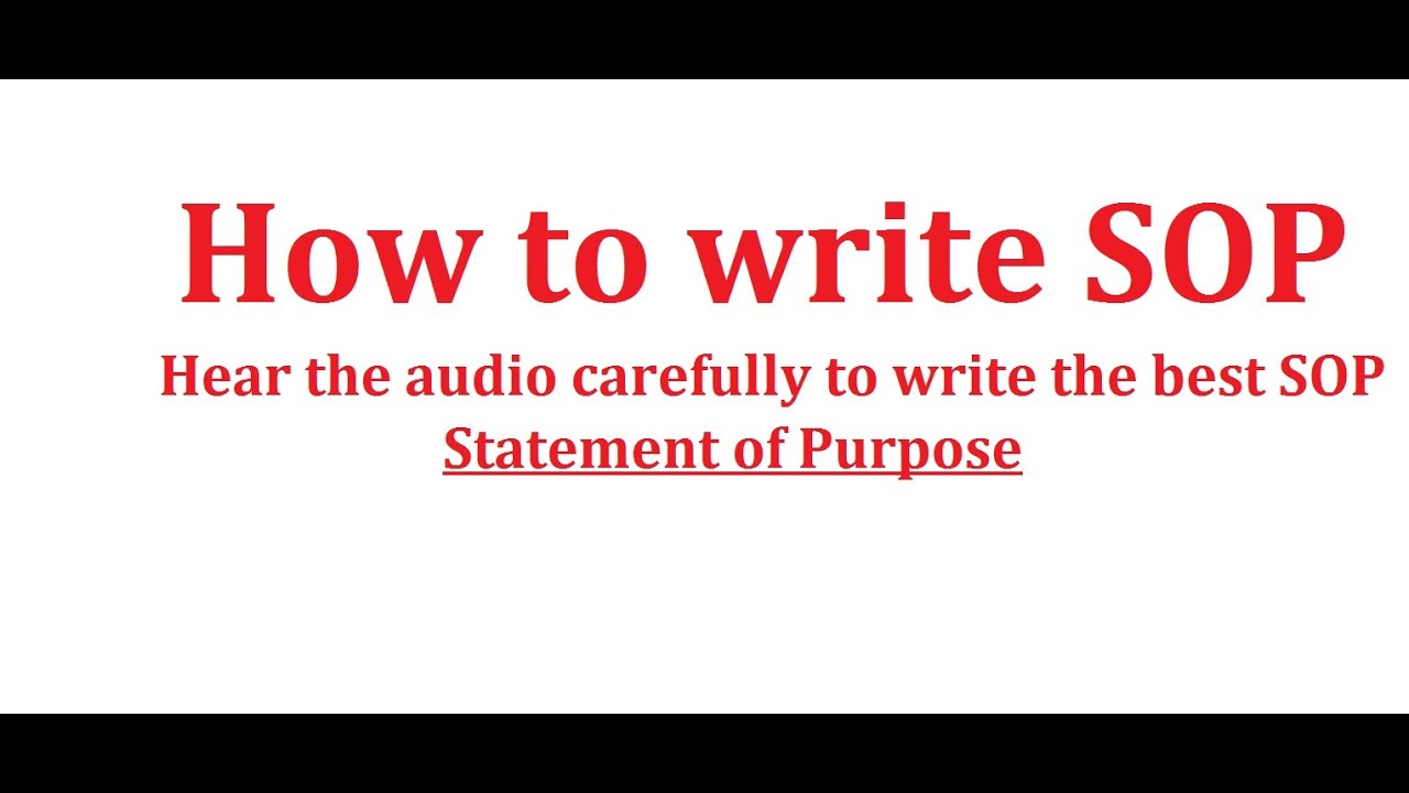 How to write SOP - YouTube