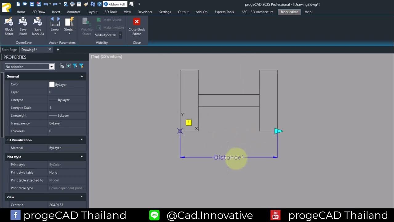progeCAD : วิธีการทำ Advanced Block (Dynamic Block) - YouTube