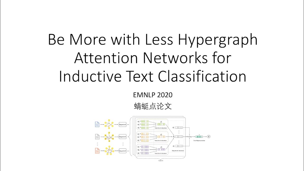 【蜻蜓点论文】be More With Less Hypergraph Attention Networks For Inductive Text Classification Youtube