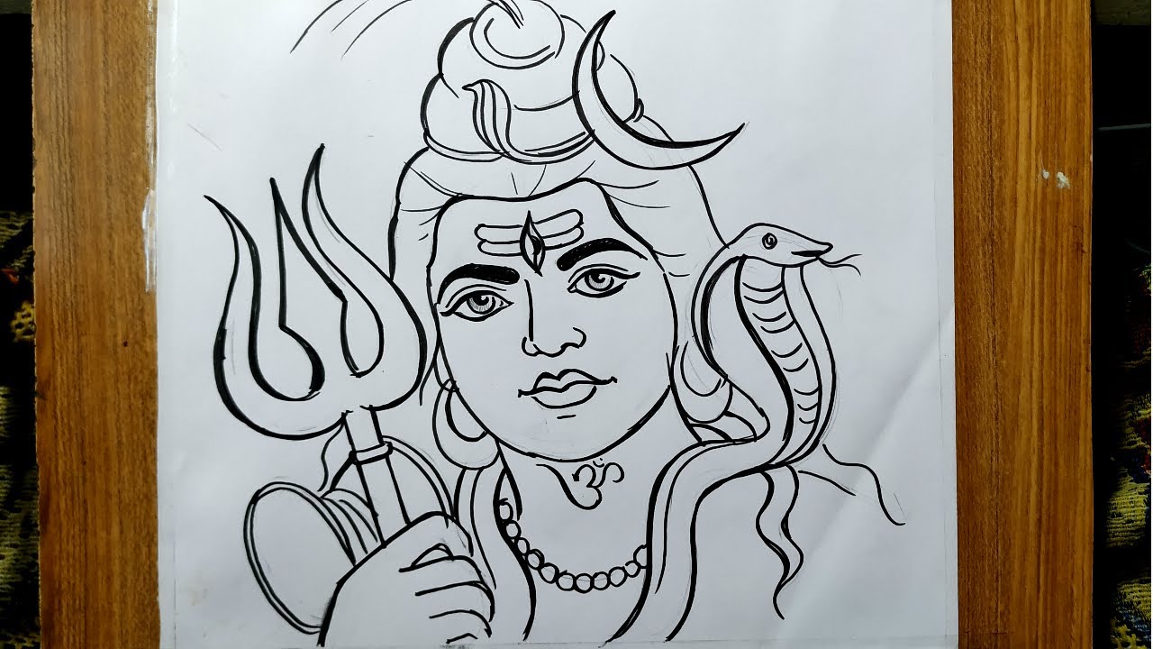 very easy line art shiv thakur,how to draw lord shiva with snake for ...