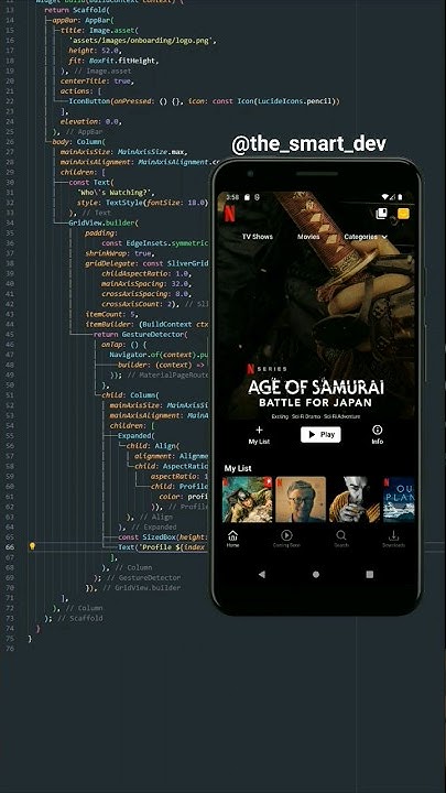 Flutter Netflix UI Speed Code 💙 #flutter #programming #coding #netflix #learning - YouTube