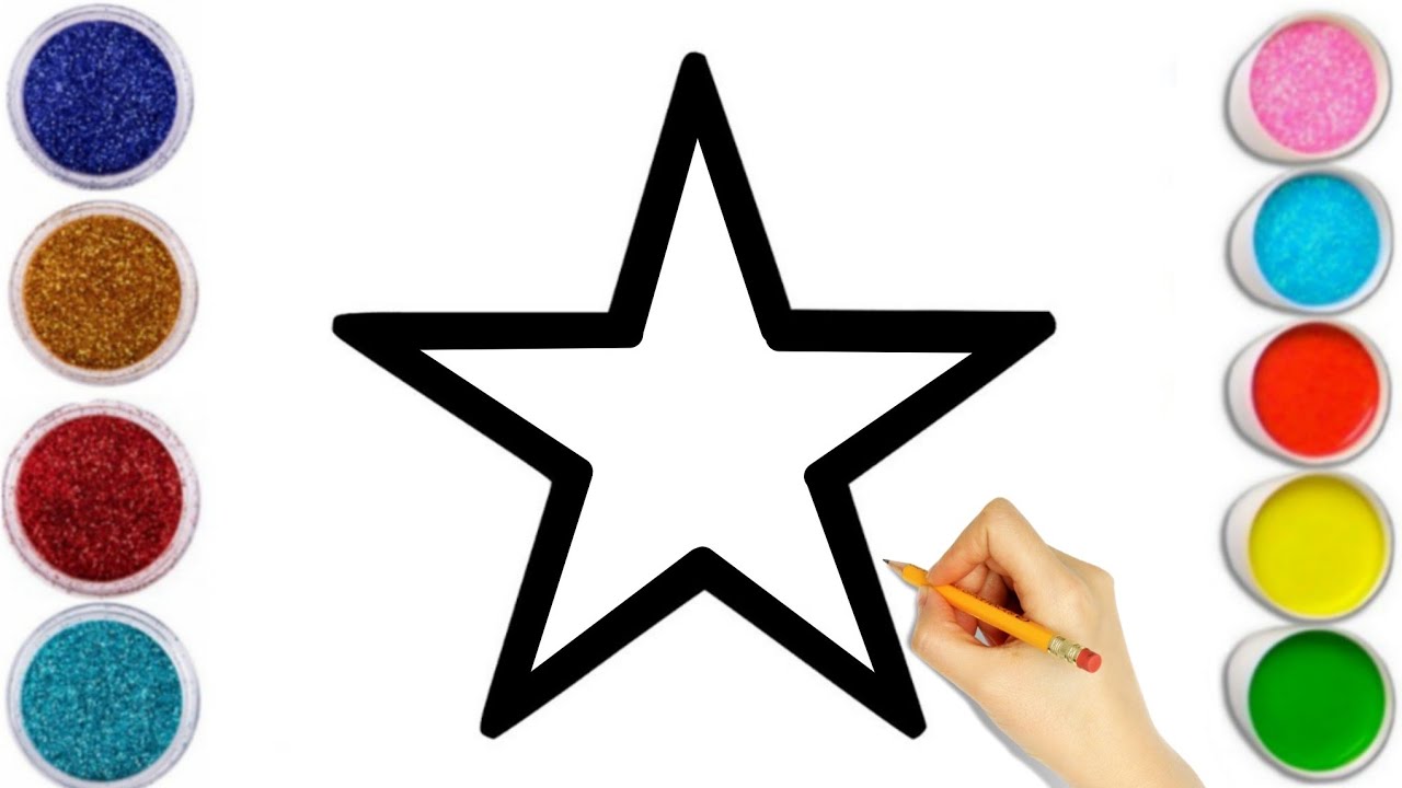 Glitter Star ⭐ Drawing Learning | How To Draw Star | Best Star Drawing ...