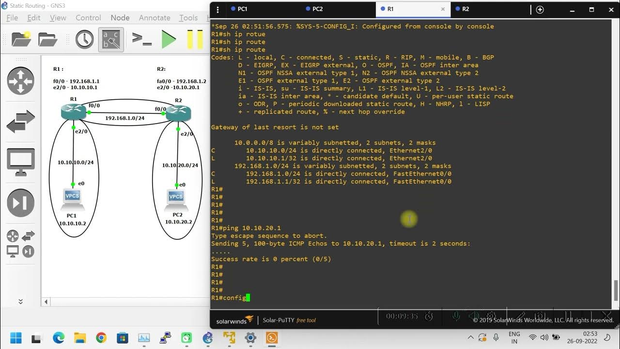 Static Routing Gns3 Lab [english] Youtube