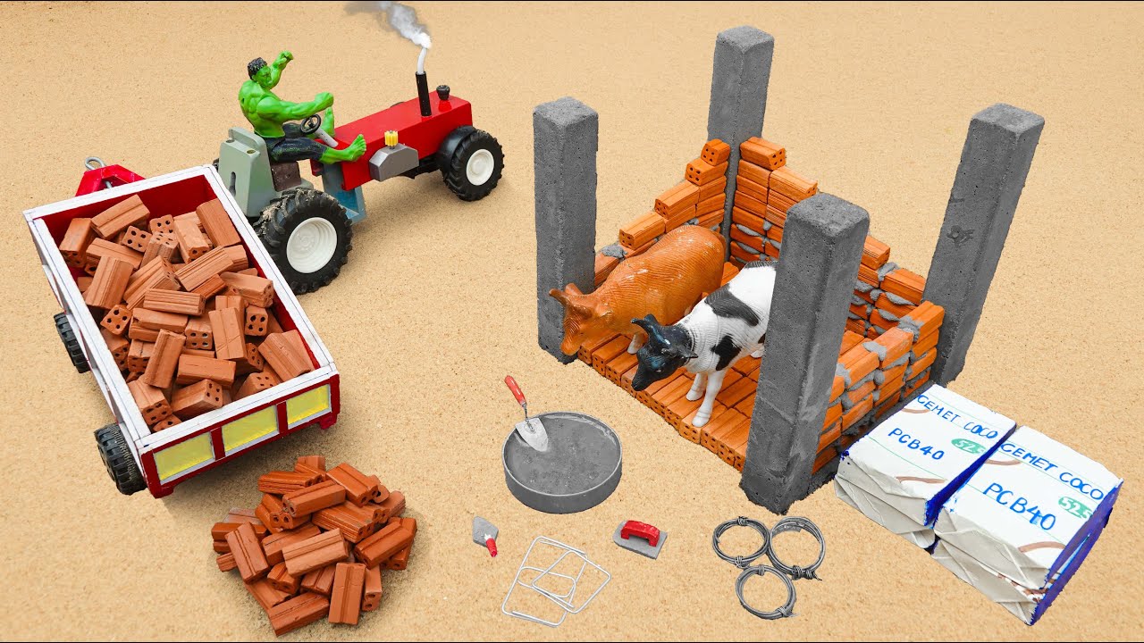 Top Brick Cow Shed Building Science Project | Homemade Mortar Mixer ...
