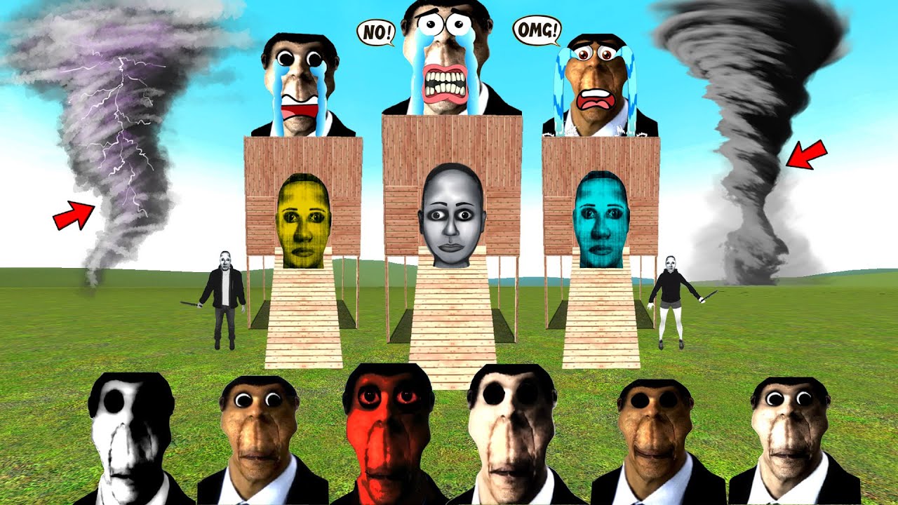 Crying OBUNGA and Selene Curse Family VS Tower, Mega Tornado | Nextbot ...