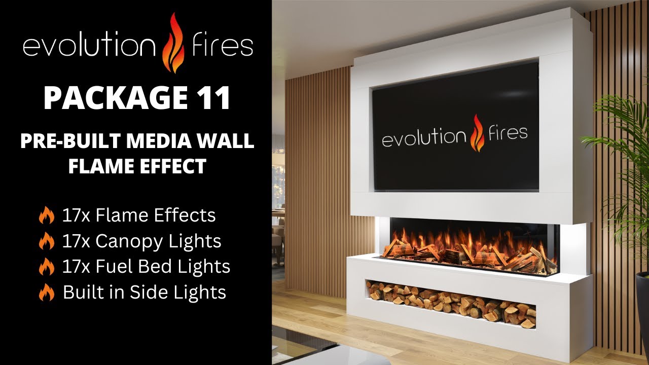 Evolution Fires Pre-Built Media Wall Package 11 Flame Effect. - YouTube