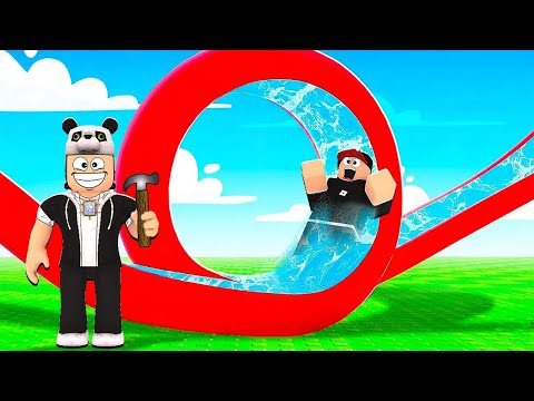 I BUILT MY OWN ROBLOX WATER PARK! OPEN THE BIGGEST SLIDER AND EVERYONE FLYED!