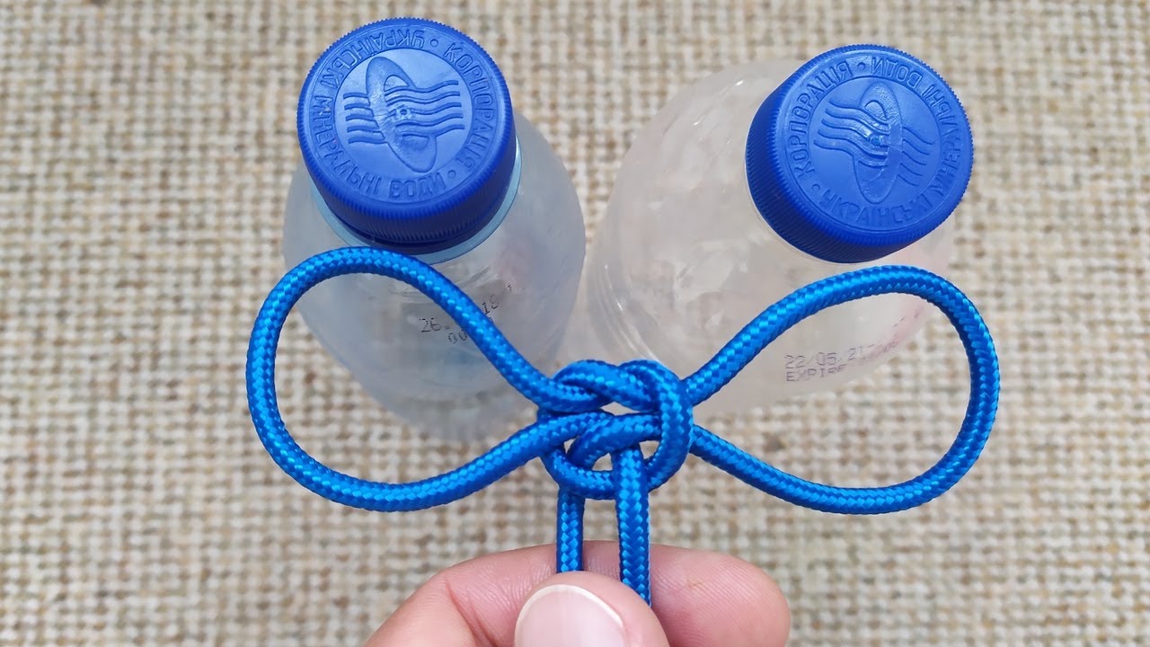It is very convenient to carry. A simple knot to tie two bottles - YouTube