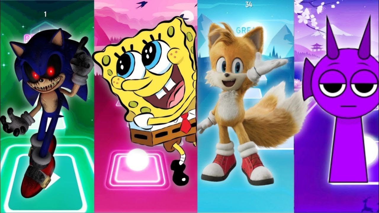 Sonic Hedgehog Exe 🆚 Spongebob 🆚 Sonic Miles Tails Prower 🆚 Sprunki ...