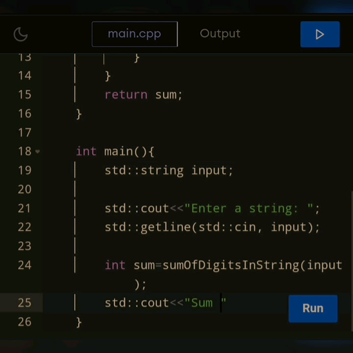 Day 23 of series|| How to write a c++ program to find the sum of all digits in a given string ...