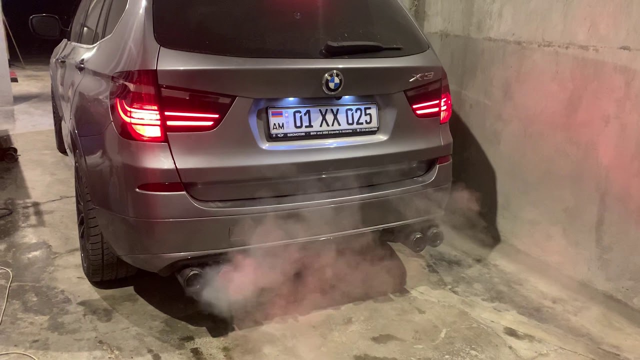 BMW F25 2.8i custom exhaust - YouTube