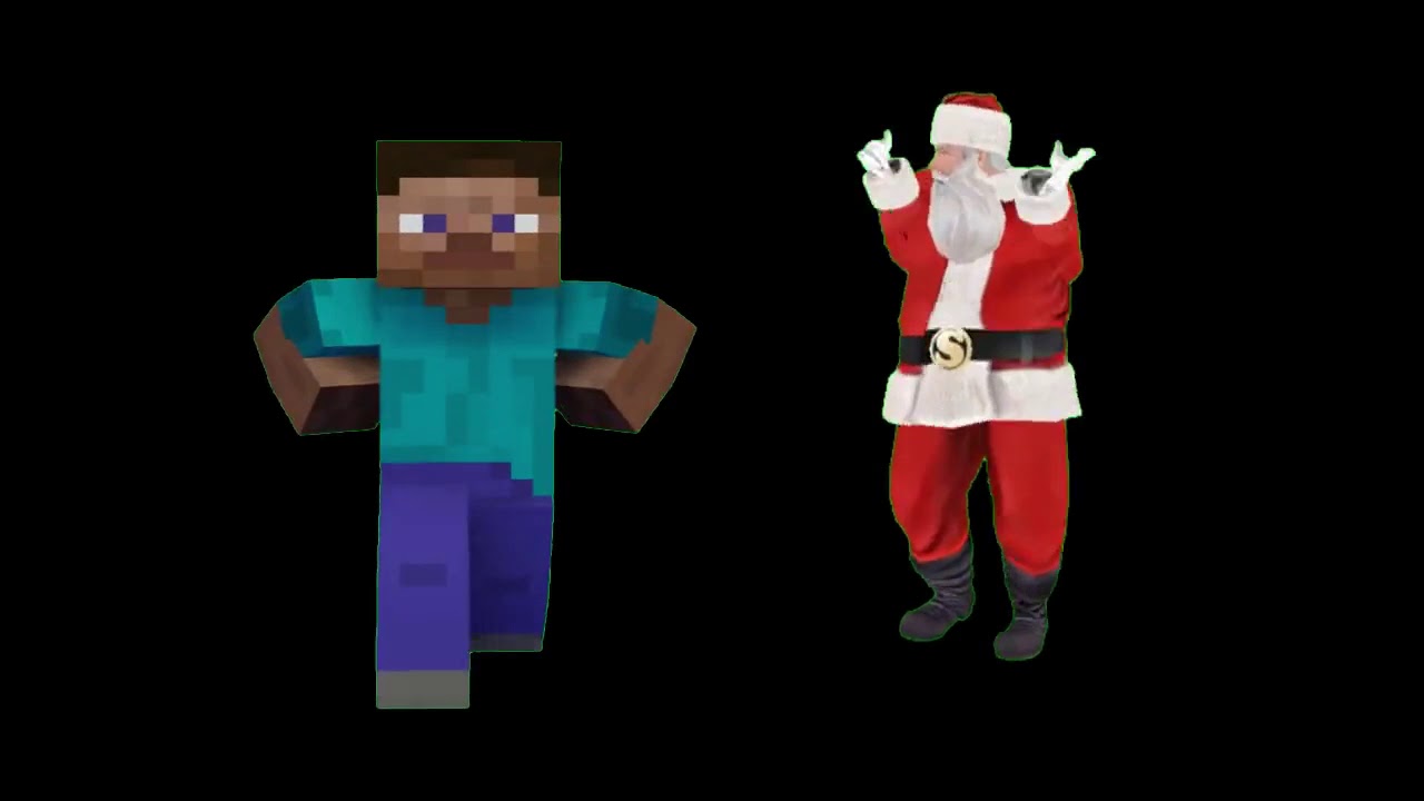 Christmas Window Projection Santa Dance with Steve Minecraft (black ...