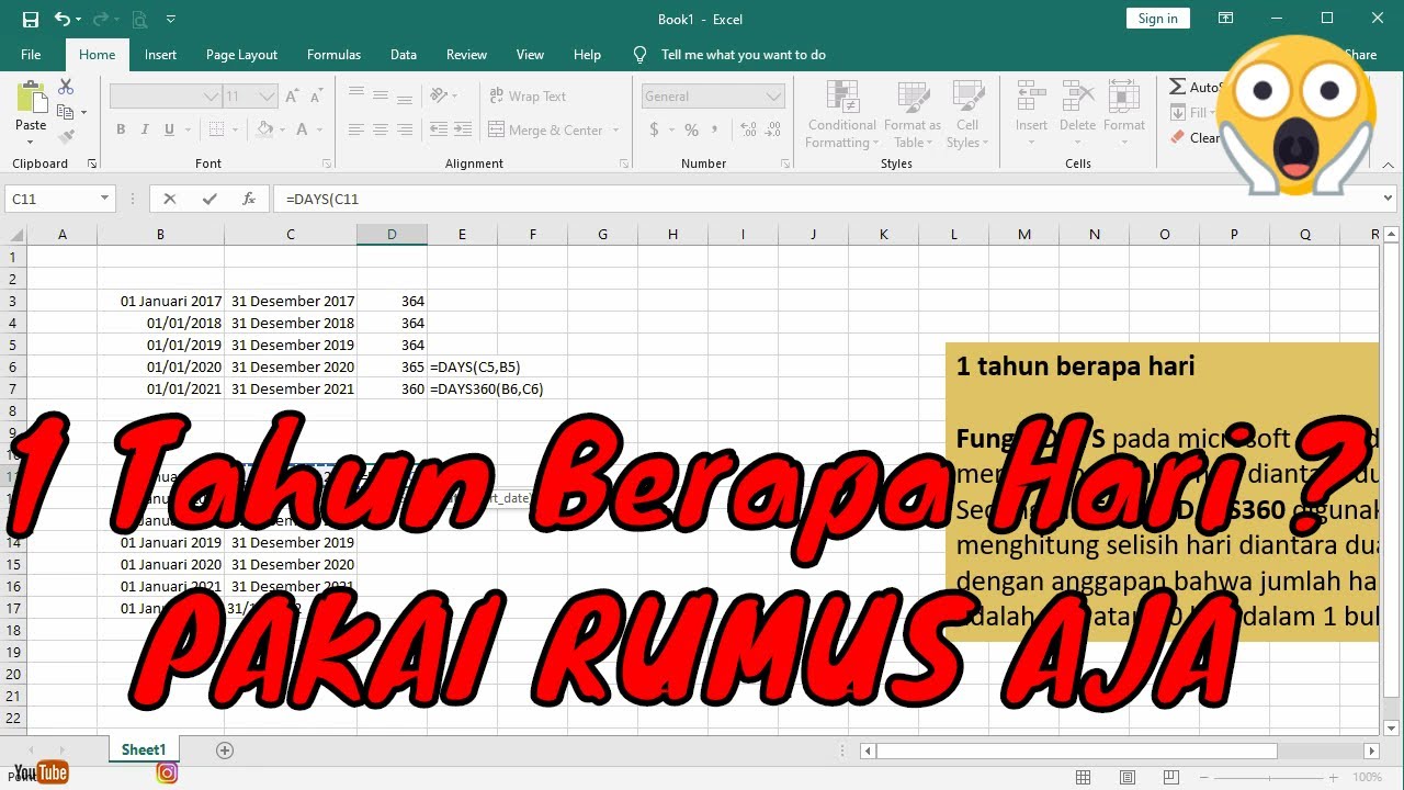 1 Tahun Berapa Hari Coba Kita Buat Rumus Di Microsoft Excel 2019 1 Tahun Berapa Hari Coba Kita Buat Rumus Di Microsoft Excel 2019