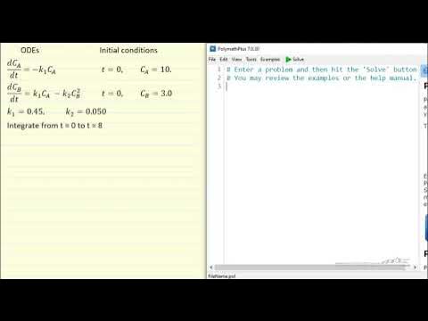 Using PolymathPlus to Solve ODEs in Kinetics - YouTube