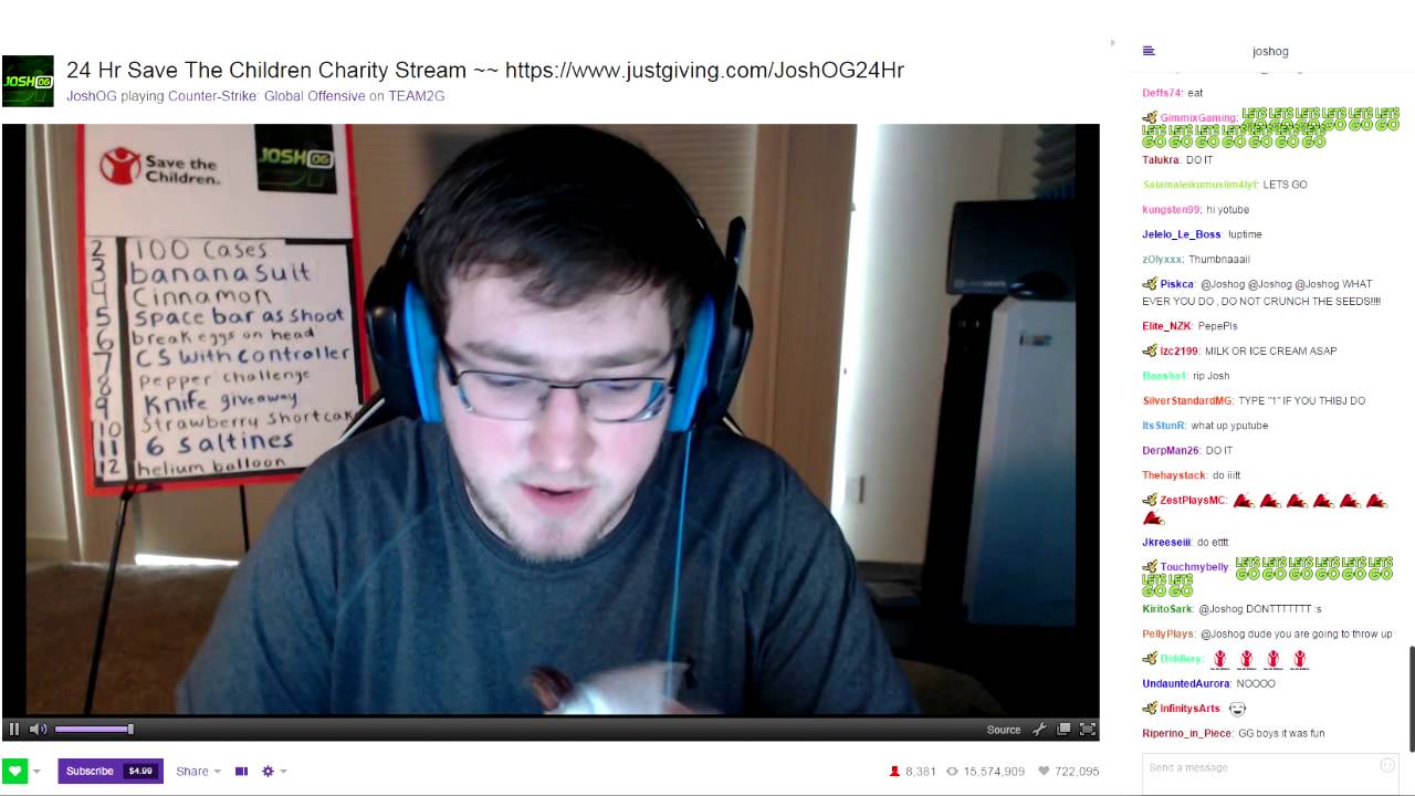 JoshOG taking a Ghost Peper on his 24hr Charity Stream - YouTube