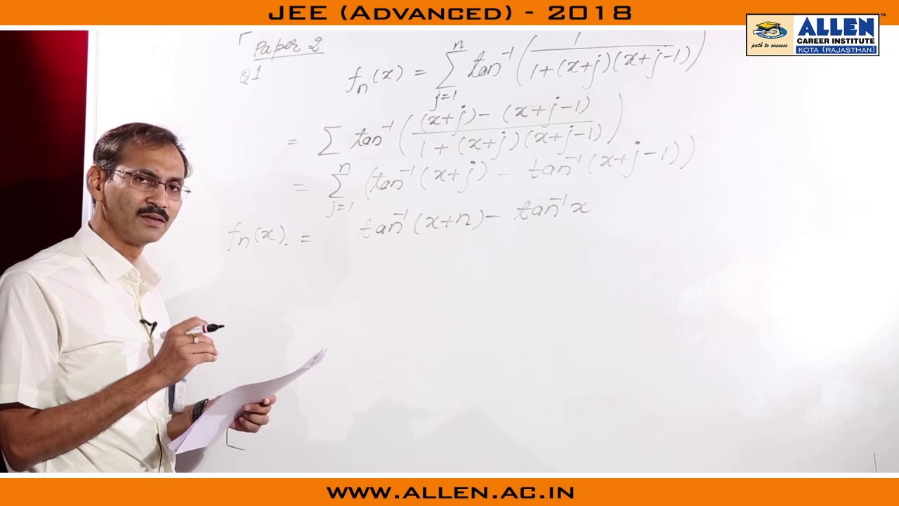 JEE Advanced 2018 Mathematics Solution Q.1 (Paper-2) - YouTube