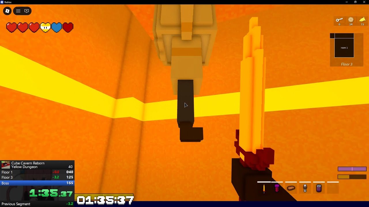 Cube Cavern Reborn - Yellow Dungeon Speedrun (1:36.50) No Lobby Dungeon ...