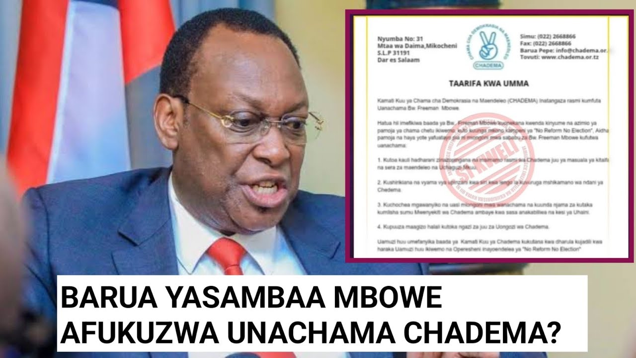 BREAKING MBOWE AFUKUZWA UANACHAMA CHADEMA? - YouTube