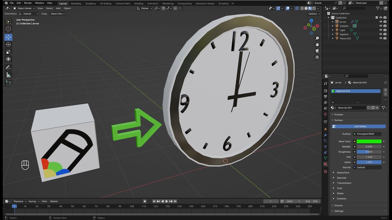 ฺBlender Animate 3d : Model EP-113 : Clock : นาฬิกา - YouTube