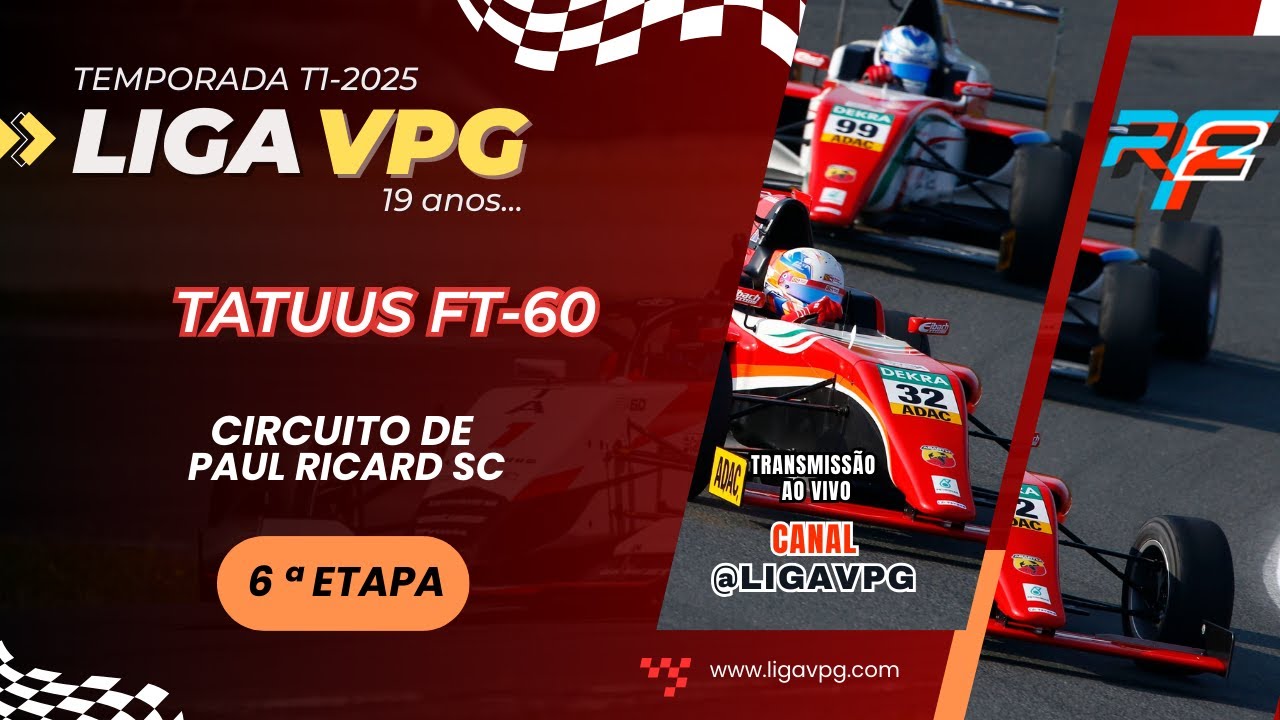 [Transmissão] Liga VPG | 2025 T1 | Tatuus FT-60 | Etapa 6 – Paul Ricard ...