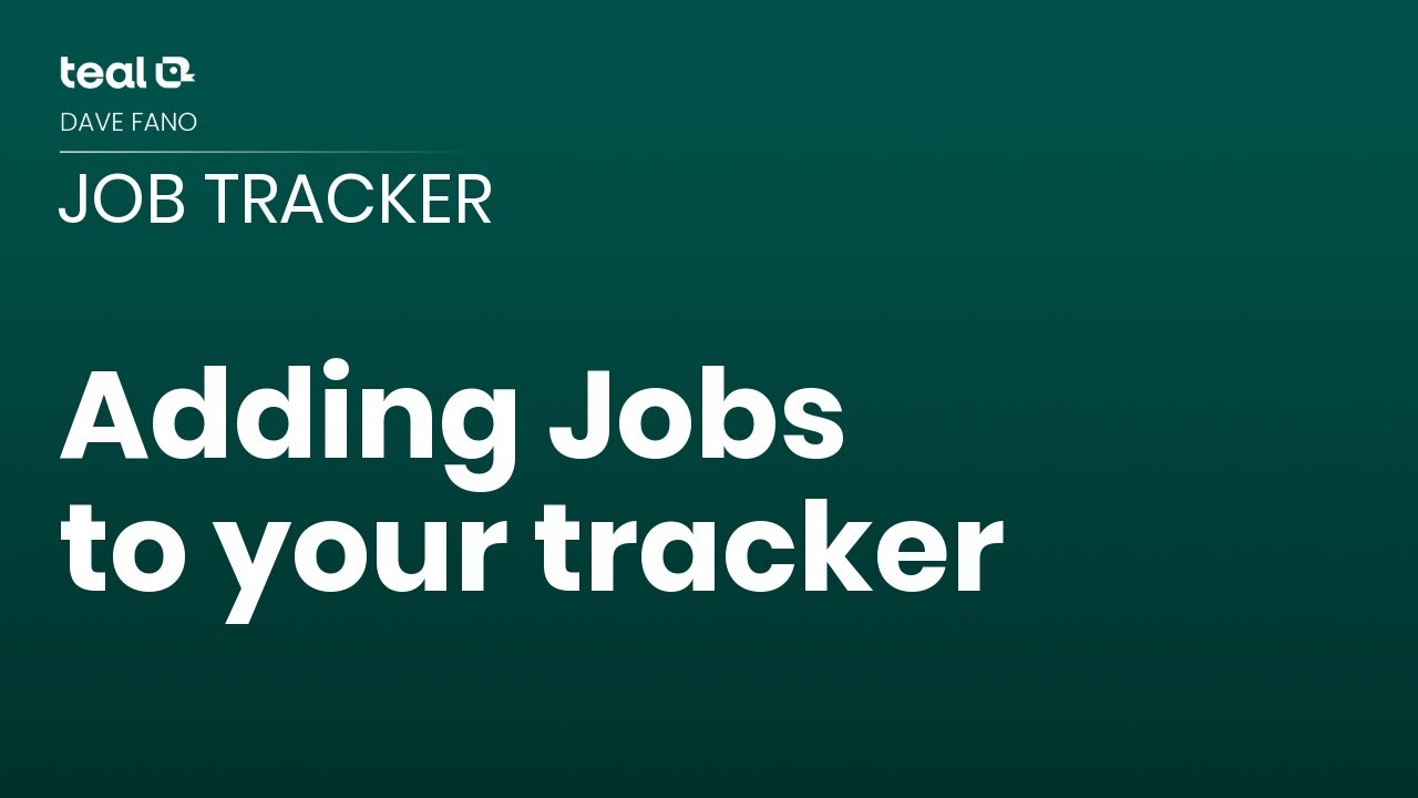 Adding Jobs to your tracker - Job Tracker - YouTube