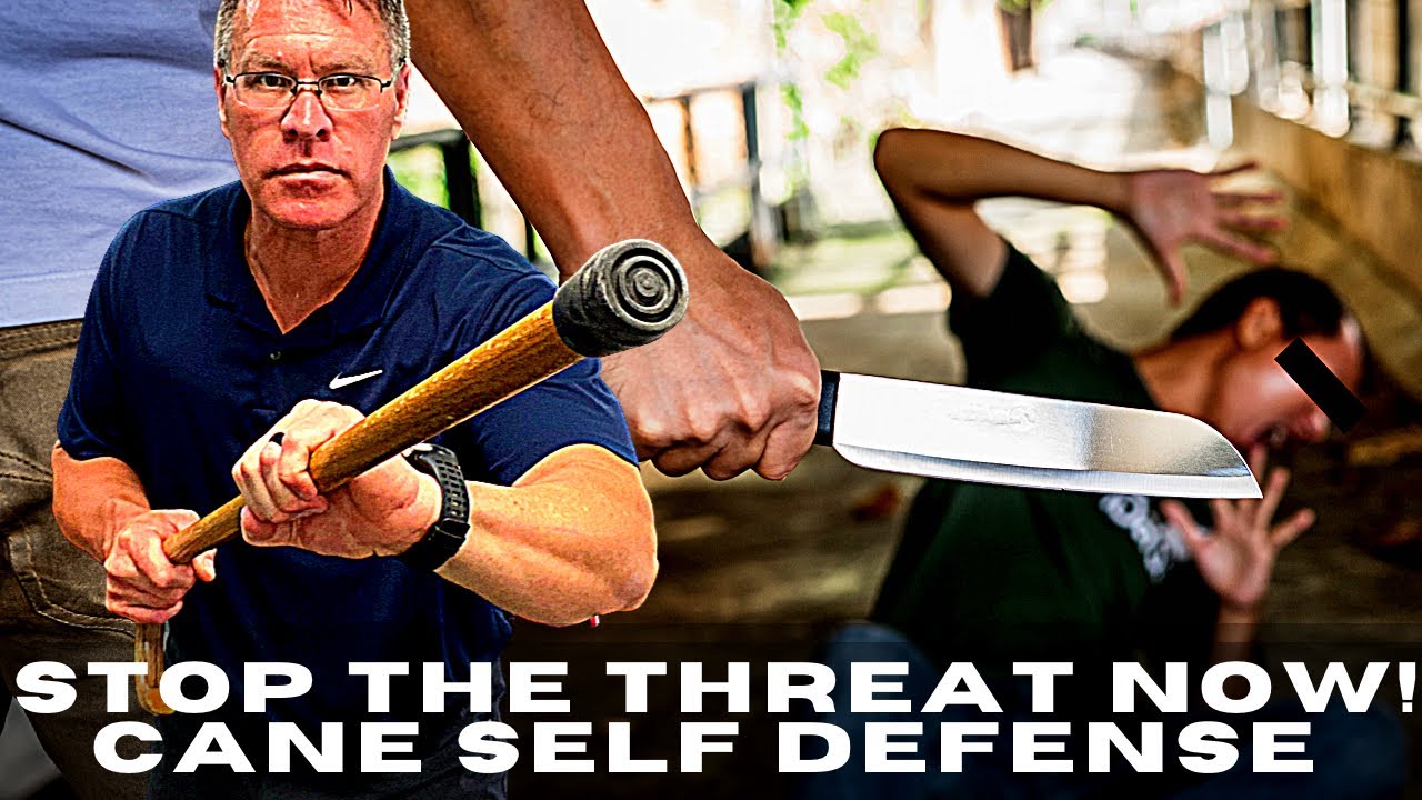 Stop the threat immediately- using the self defense walking cane - YouTube