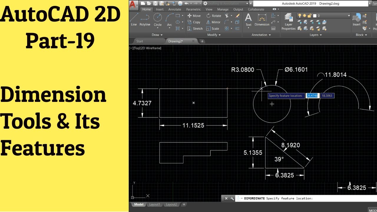 #19 AutoCAD Tutorial- Dimension Tools & Its Features - YouTube