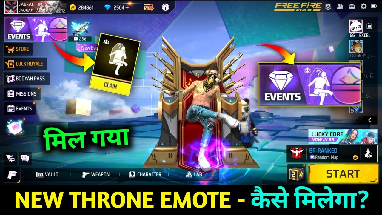 How to Get🔥 New Throne Emote Free Fire | Event Throne Emote kaise ...