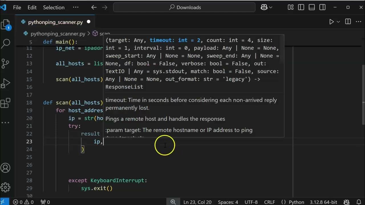 Part 2: PythonPing Network Scanner - YouTube