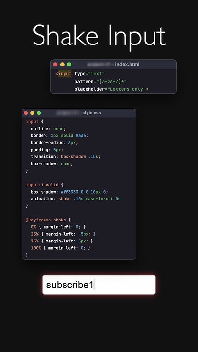 Shake On Invalid Input | HTML & CSS Only #shorts - YouTube