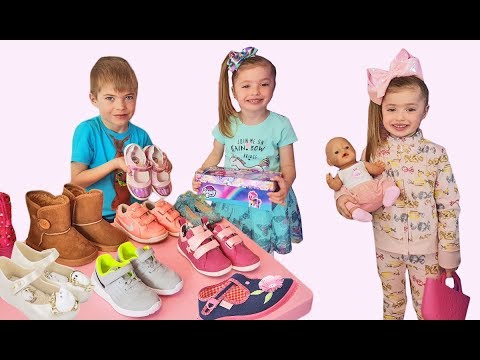 Funny kids play in the shoe store by Dominika Show - YouTube