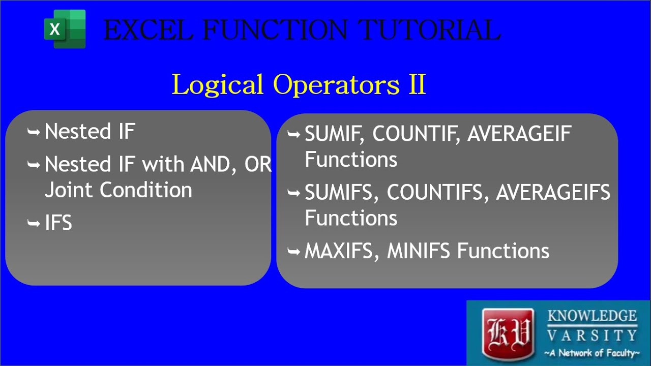 Logical And Conditional Functions In Excel If And Or Ifs Sumif 8956