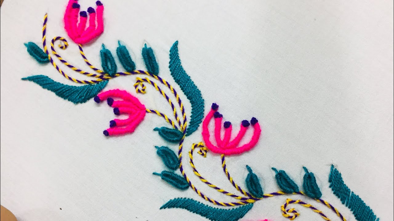 Hand Embroidery l borderline embroidery design l border design l border ...