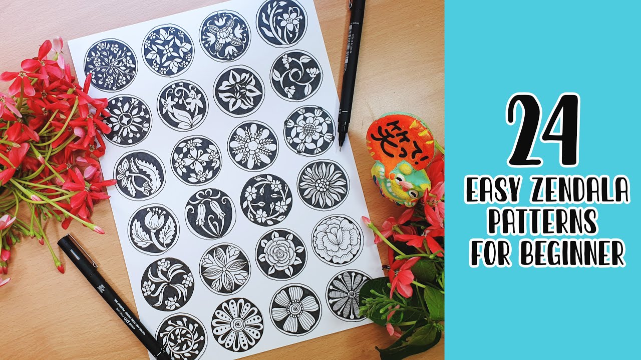 24 Easy Zendala Patterns for Beginners || 24 Easy zentangle Patterns ...