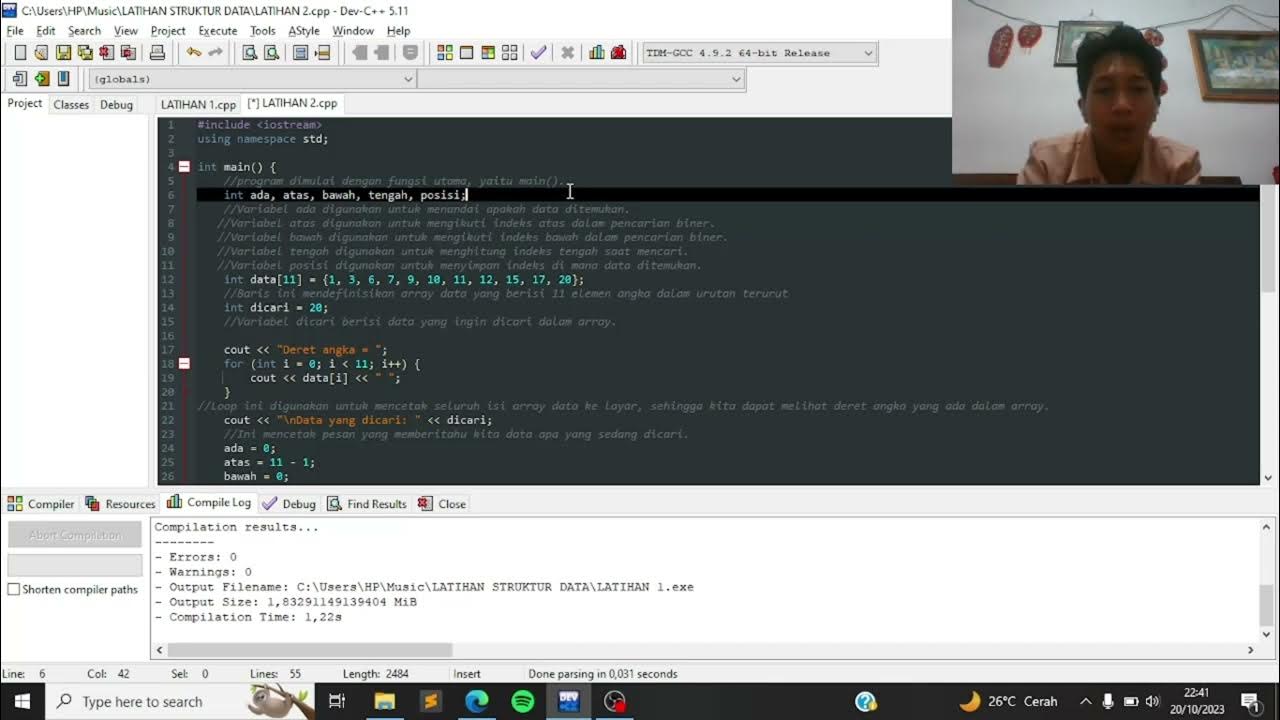 Pemrograman C ++, Mencari Data dalam Array - YouTube